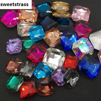 China Crystal Square Point Back Bling Stones Non Hot Fix Glass Dancing Wear Leotard Accessories Trimming Beads Glue on for sale