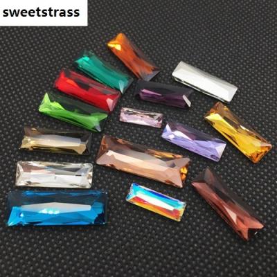 China Stick Baguette Glass Crystal Rectangle Rhinestone Clothing Dress Dancing Wear Shoes Trimming Sparkling Costumes Design for sale