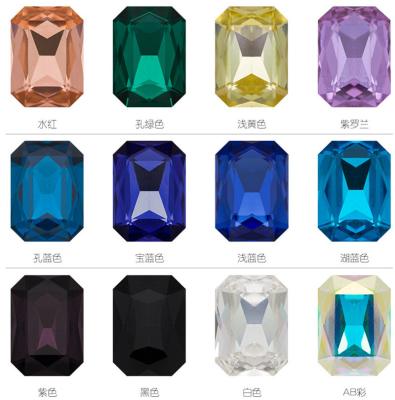 China K9 Glass Rhinestones for Clothing Point Back 10 Sizes Rectangle Jewelry Stones Loose Strass Beads Glue on Crafty Hand for sale