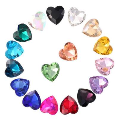 China Point Back Love Heart Shaped Glass Glue On Rhinestones Bling Sparkling Embellishments Furniture Clothing Accessories for sale
