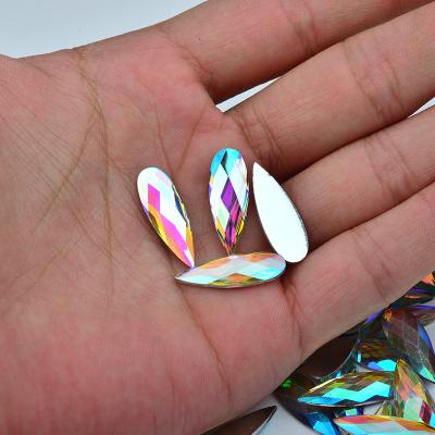 China Flat Back Tear Drop K9 Glass Glue On Shaped Rhinestones Concert Athlete Wear Hand Craft Jeans Decoration Trims Strass for sale