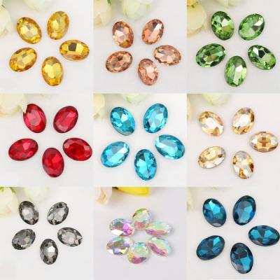 China Plane Back Oval K9 Glass Glue On Shaped Rhinestones Crystal Diamond Handiwork Textile Bags Fabric Accessories Trimmings for sale