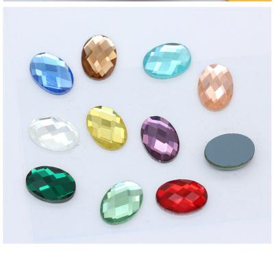 China Flat Back Olive Ellipse Glass Non Hotfix Factory Machine Cut Rhinestones DIY Craft Roller Coaster Skating Accessories for sale