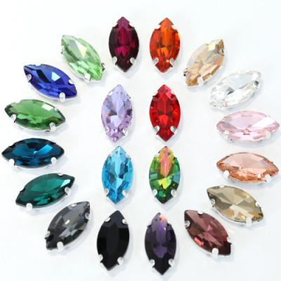 China Marquise Sew On Rich Colors Rhinestones Sliver Copper Claw Glass Crystal Leaf Handiwork DIY Crafty Accessories Head Deco for sale