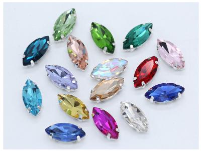 China Horse Eye Sliver Copper Claw Glass Crystal Marquise Strass Sew On Rhinestones Shimmering Costumes Craft Decorations Trim for sale