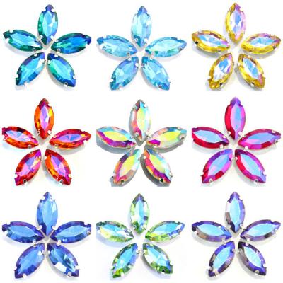 China Leaf Sew On Rhinestones Sliver Copper Claw Glass Crystal Horse Eye Handmade ETSY Wedding Head Hair Artware Ornament Trim for sale