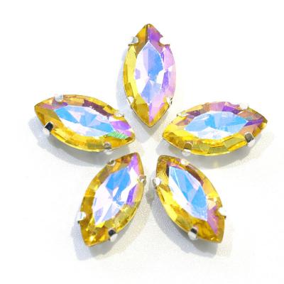 China AB Color Marquise Claw Rhinestones Sew on Glass Crystal Strass Stitching Jewelry Leotard Dancing Wear Accessories Trims for sale