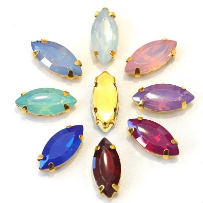 China Horse Eye Gold Copper Claw Rich Colors Sew on Rhinestones Crystal Blingbling Jeans Coat Shoes Garment Accessories Trims for sale