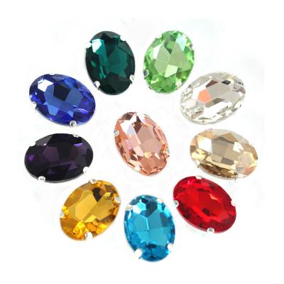China Silver Base Claw Oval Ellipse Sew on Rhinestones Craft Handiwork Party Accessories ESTY Spark Swimsuits Decorations Trim for sale