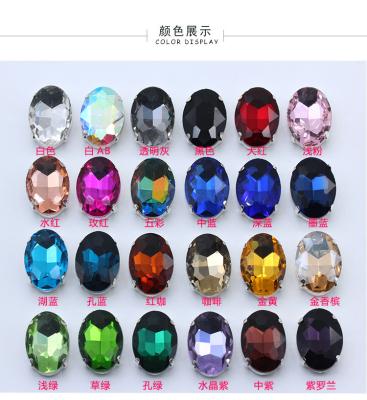 China ESTY Supplies Crystal Handmade Accessories Silver Base Claw Oval Sew on Rhinestones Garment Costumes Bling Decorations for sale