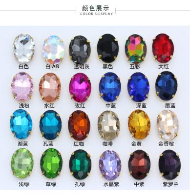 China ESTY Supplies Crystal Handmade Accessories Gold Base Claw Oval Sew on Rhinestones Garment Costumes Bling Decorations for sale