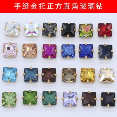China Sew On Rhinestones Gold Claw Square Glass Shine Bright Strass Handmade Artwork Interior Decoration Sewing Cardiff Trims for sale