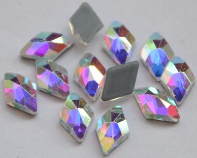 China Shaped Hotfix Rhinestones Crystal AB Latin Dance Bikini Skating Wear Ornament Rhombus Sparkle Stones for sale