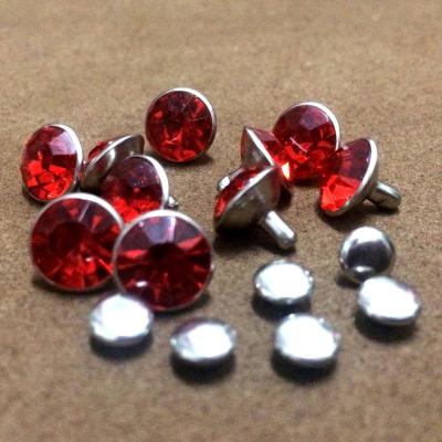 China Silver Framed Rivets Rhinestone Settings 5-11mm Red Glass Studs DIY Spots Fit for Bags Belts Hats Garment Accessories for sale