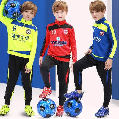 China Children's football suits men's autumn and winter training sports printed logo jersey boys and girls long sleeve coat customized for sale