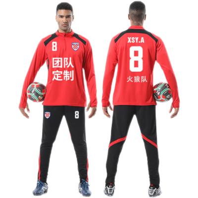 China Football sports suit men's autumn and winter long sleeve coat custom design printed word LOGO team jersey training uniform for sale