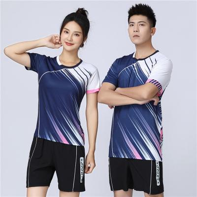 China New badminton women's quick drying sports suit men's summer women's fashion competition culottes short sleeve table tennis ball for sale