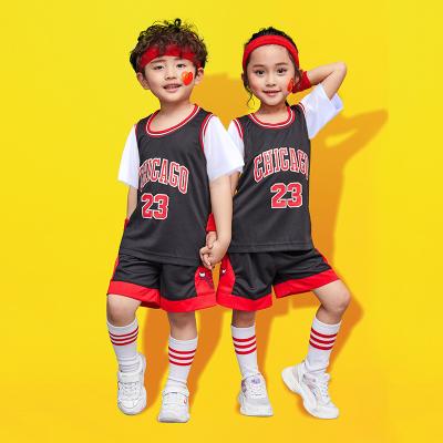China Kids basketball suit set Boys and girls jerseys Sports School leave two kids for sale