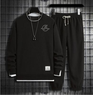 China 2023 Spring and Autumn hoodie set men's waffle crewneck hoodie trousers for sale