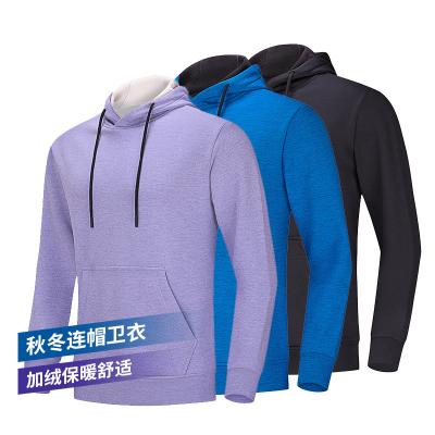 China Men's fitness Hooded sport hoodie with thick round neck winter pullover with fleece hoodie for sale