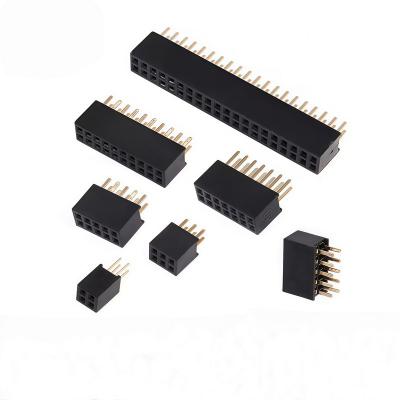 China 1.27mm Pitch Dual Row Female Header, Straight Through Hole, 4.3mm Height Black, 4-80P Connector for sale