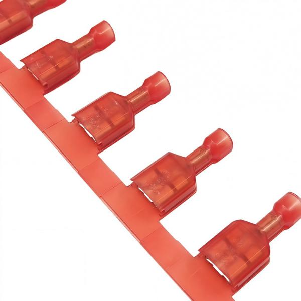 Quality 6.3×0.8mm Nylon Insulated Female Crimp Terminal, Continuous Strip, Compatible Standard Quick Connect Terminals for sale