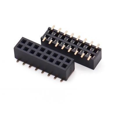 China 2.0mm Pitch Double Row Vertical SMT Female Header | 3.55mm Height 4.0mm Width, With/Without Locating Post for sale