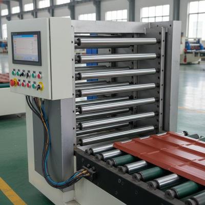 China 45# Steel Roller Tile Roll Forming Machine with PLC Control System and Hydraulic Cutting for Automated Production for sale
