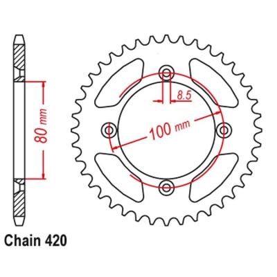 Cina 420 Modello di catena Compatibile Spirale posteriore in alluminio CNC personalizzato per Honda CR CRF110 in vendita