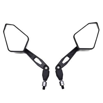 China Convexe zwarte vintage flexibele motorfiets zijspiegel met en plastic schelp nylon staaf Te koop