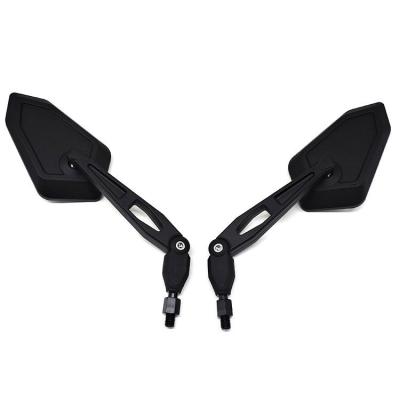 China Convexe zwarte vintage flexibele motorfiets zijspiegel met en plastic schelp nylon staaf Te koop
