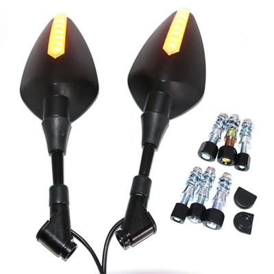 China Long-lasting Performance Universal Motorcycle Side Mirrors with Turn Signals Light for sale