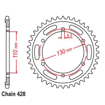 中国 Yamaha YBR250 TZR125R 44T 46T パーソナライズされたバイクプロケットの交換/修理目的 販売のため