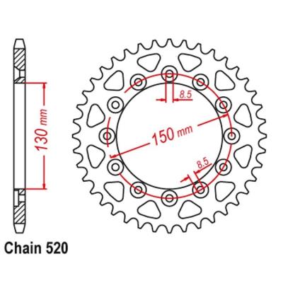 China 520 Chain Model 41 Teeth Custom Motorcycle Sprocket for Honda CB250F CB250 XL250 XR200 for sale