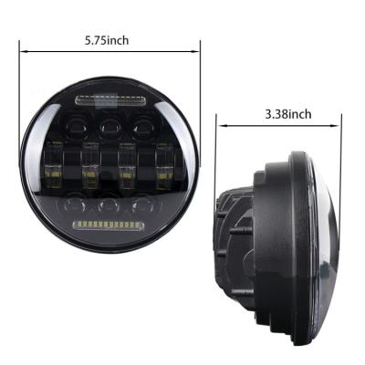 China Black Bezel 5.75 Inch Round Motorcycle LED Headlight for Harley Modification for sale