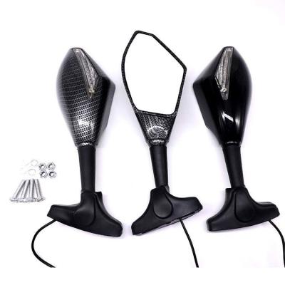 China Custom Motorbikes LED Rear View Mirror with Light 13.5*9cm Glass Size Black/snakeskin for sale