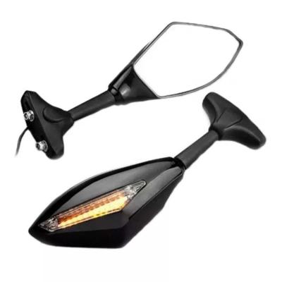 Cina Motociclette personalizzate Specchio retrovisore a LED con luce 13,5*9cm Dimensione vetro Nero/pelle di serpente in vendita