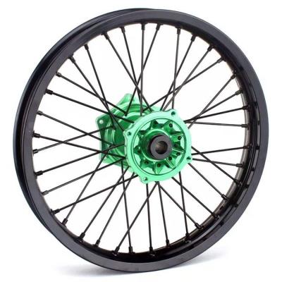 Vue avant 21*1.6 MX Dirt Bike Wheel Hub Rim Set pour Kawasaki KX250F KX450F Essai noir