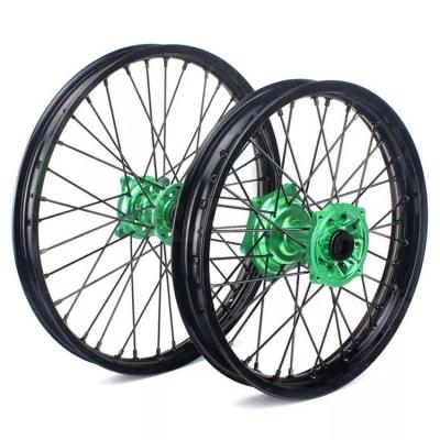 Κίνα Μπροστά 21*1.6 MX Dirt Bike Wheel Hub Rim Set για το Kawasaki KX250F KX450F Μαύρο δείγμα προς πώληση