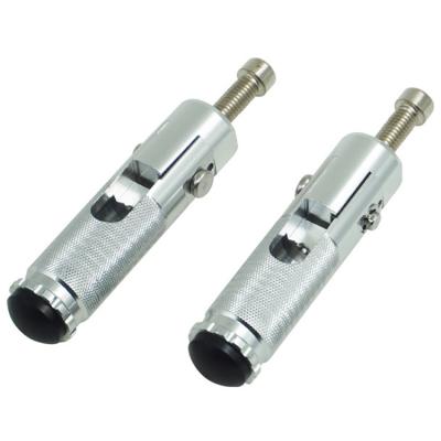 China Custom Black White CNC Aluminum 2pcs M8 Motorcycle Folding Footrests for Universal Fit for sale