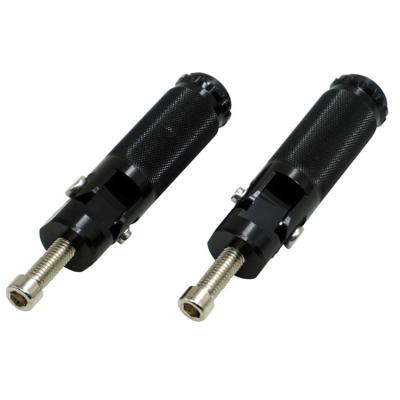 China Custom Black White CNC Aluminum 2pcs M8 Motorcycle Folding Footrests for Universal Fit for sale