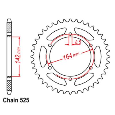 China Motorfiets 44T 525 Achterwiezel voor Hyosung GT650 GT650R GT650S Natuurlijke kleur Te koop