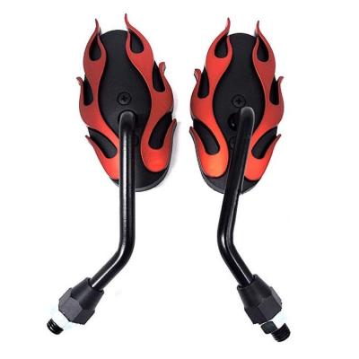 Cina 10.7*5.2cm Dimensioni in vetro Specchietti retrovisori in alluminio per motociclette con dettagli di fiamma in vendita
