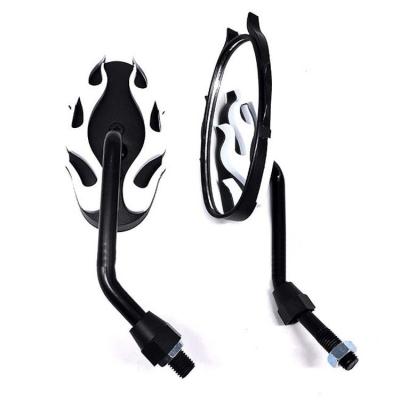 Cina 10.7*5.2cm Dimensioni in vetro Specchietti retrovisori in alluminio per motociclette con dettagli di fiamma in vendita