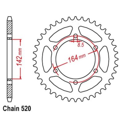China Natuurlijke kleur 46T 520 Achterstaaf voor Hyosung GT250 GT250R Langdurige prestaties Te koop