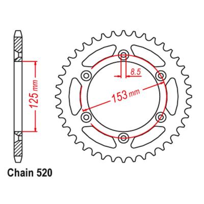 中国 カスタムカラー520チェーンモデル51t スプロケットダートバイク ホンダ CR125 CR250 CRF450 CR500 販売のため