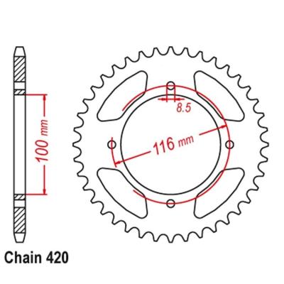 Cina Durabile 420 Catena Modello Ferro Spirale posteriore per Kawasaki KX80 KX85 KX100 colore personalizzato in vendita
