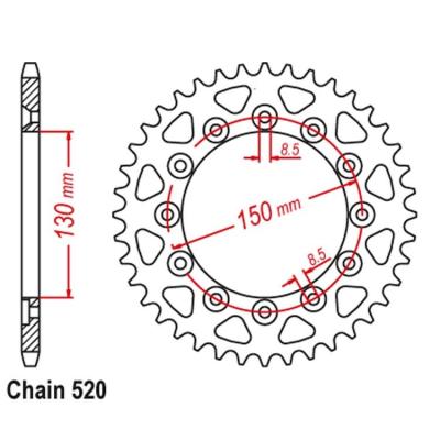Cina 520 45T Motorcycle Hornet 250 Sprocket per Honda CB250 Hornet Disegno colore personalizzato in vendita