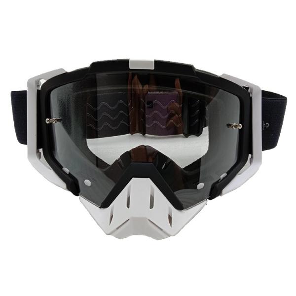 Quality Black White/Black Frame Color Motocross MX Goggles with Nose Guard and Anti-Fog for sale