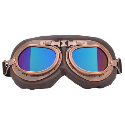 China Custom Old Style Motorcycle Goggles with Adjustable High Strap and Anti-scratch Lens for sale